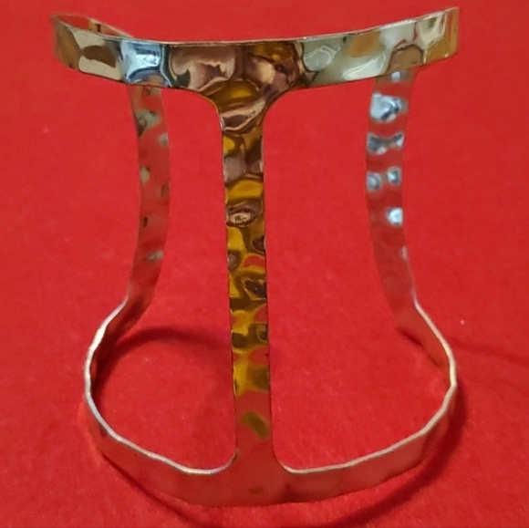 Vintage | Jewelry | Vintage Hammered Cuff Bracelet Fore Arm Open Gold ...